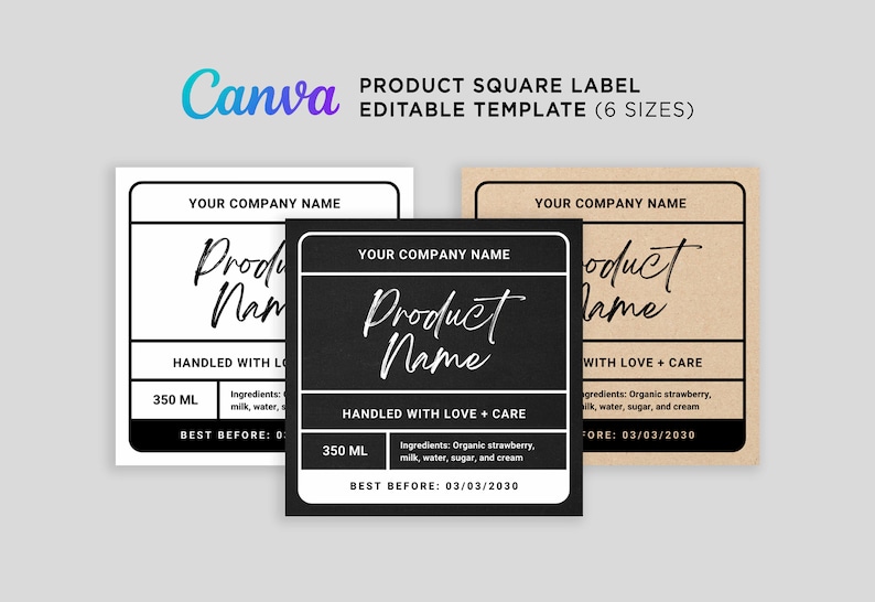 Square Labels for Homemade Products, Jar Square Labels, Product Square ...