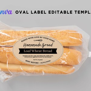 Oval Label Template, Oval Sticker for Homemade Cookies, Breads, Pastry ...