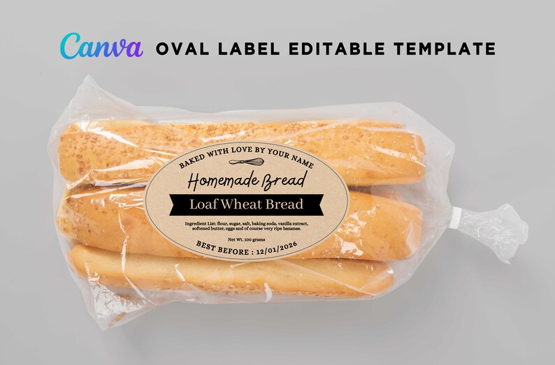 Oval Label Template Oval Sticker for Homemade Cookies - Etsy