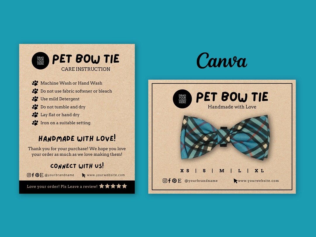 Printable Pet Bow Card Labels Pet Bow Tie Business Card Dog - Etsy