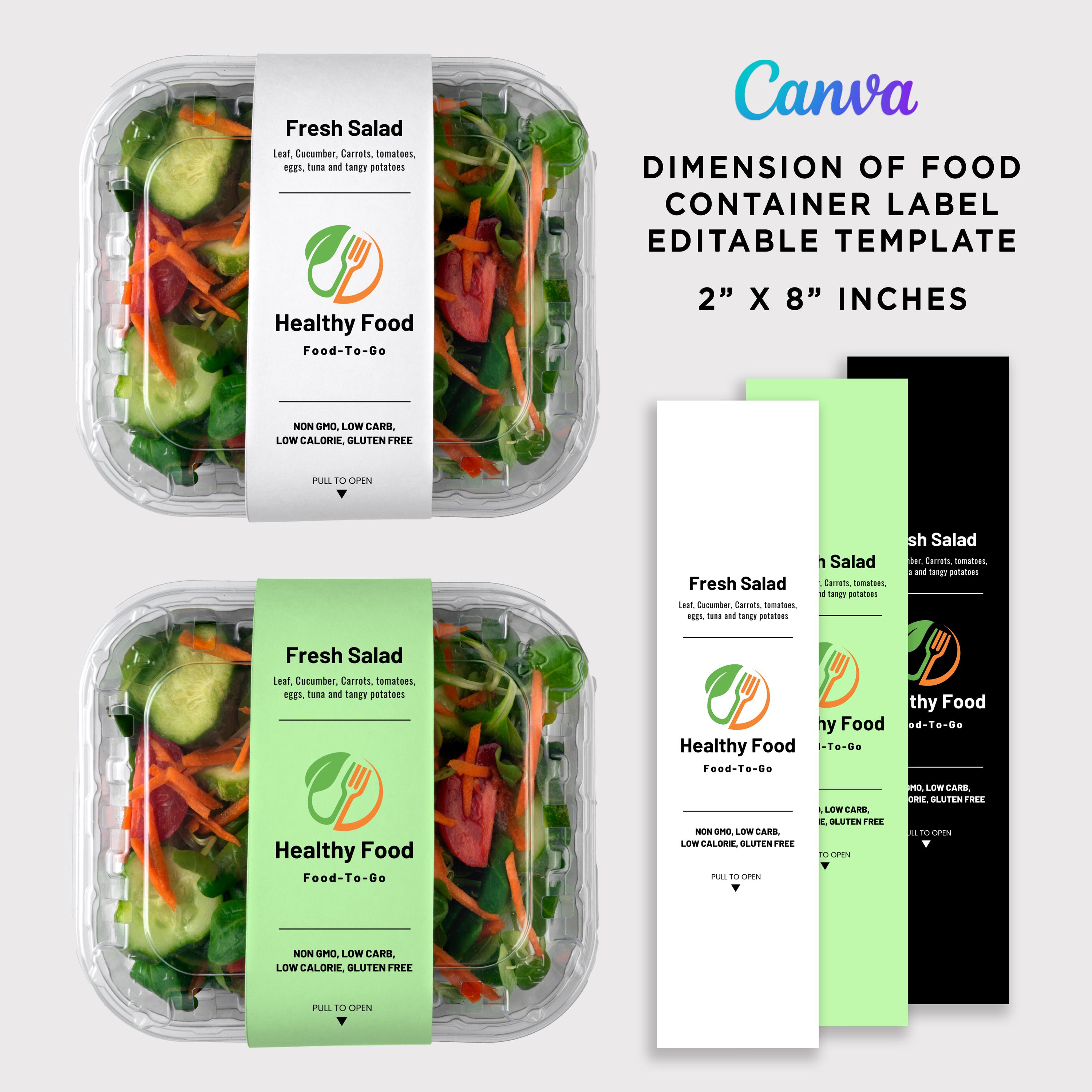 Printable Food Container Label, Fresh Salad Labels, Take Out Box Label ...