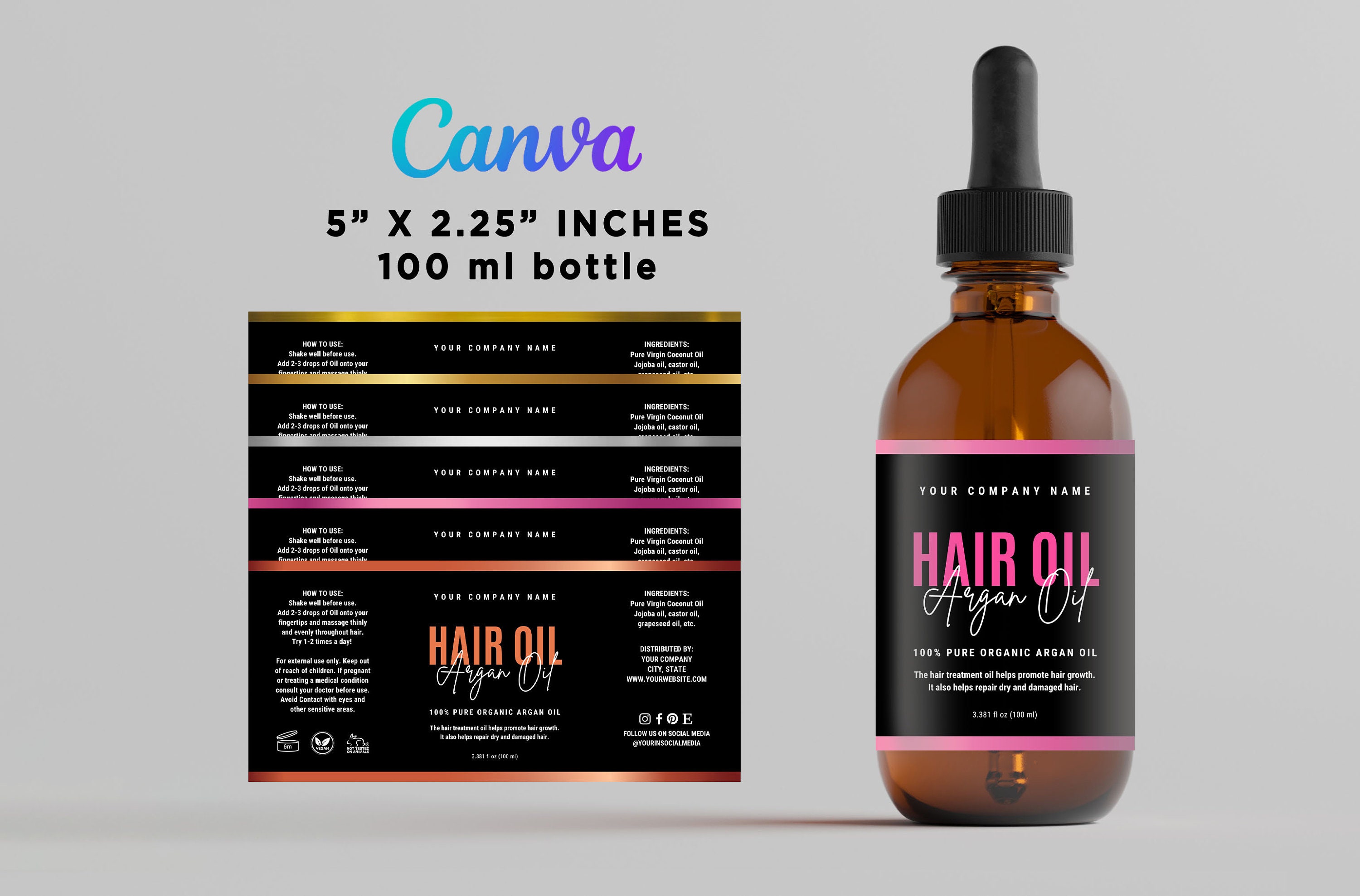 Dropper Oil Label, Hair Oil Labels, Hair Growth Oil, Dropper Bottle ...