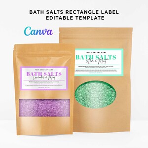 Bath Salts Labels, Bath Salt Pouch Packaging, Bath Essentials Labels ...