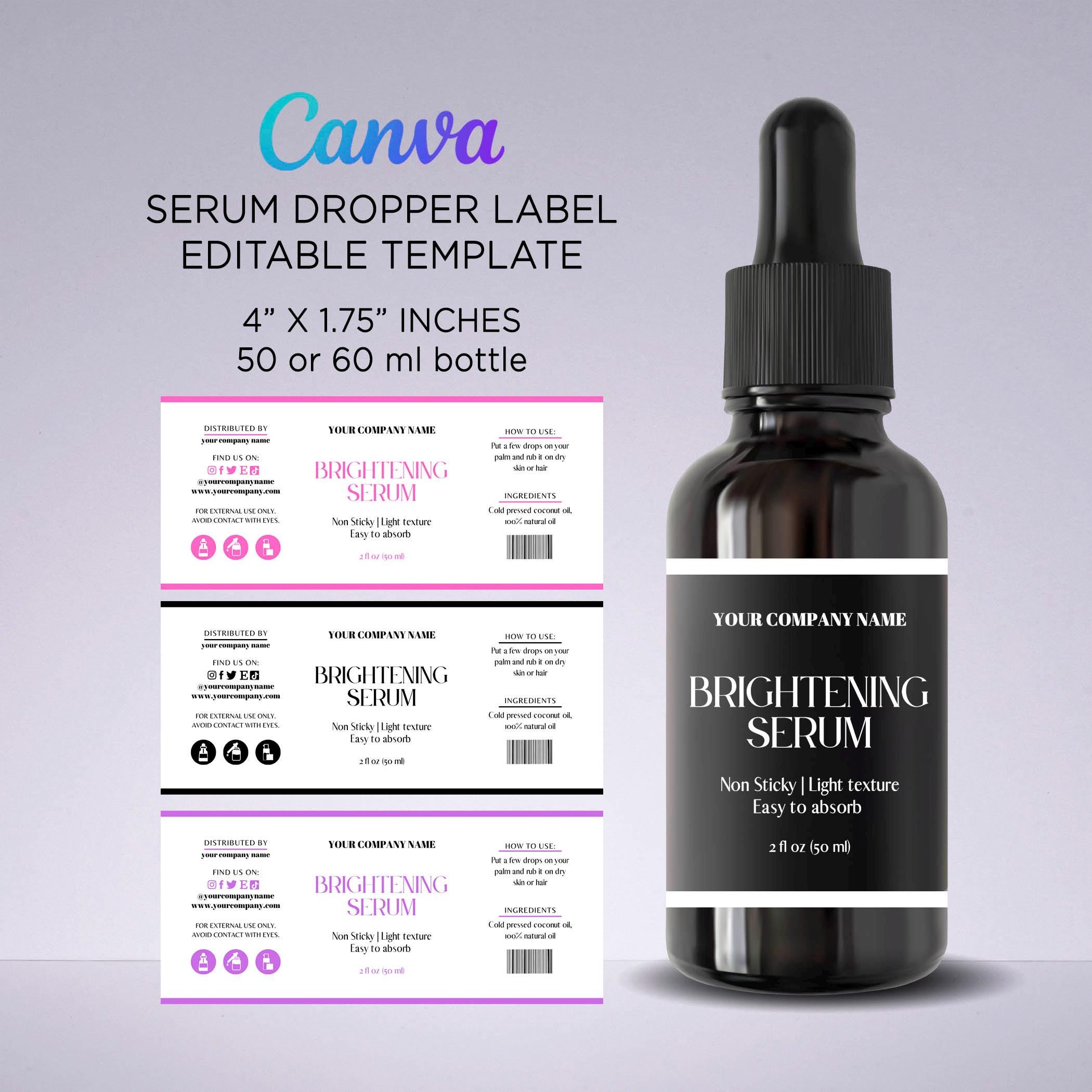 Printable Serum Label, Dropper Oil Labels, Serum Oil Labels, Dropper ...