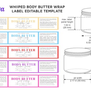Whipped Body Butter Wrap Labels, Body Butter Rectangle Labels, Body ...