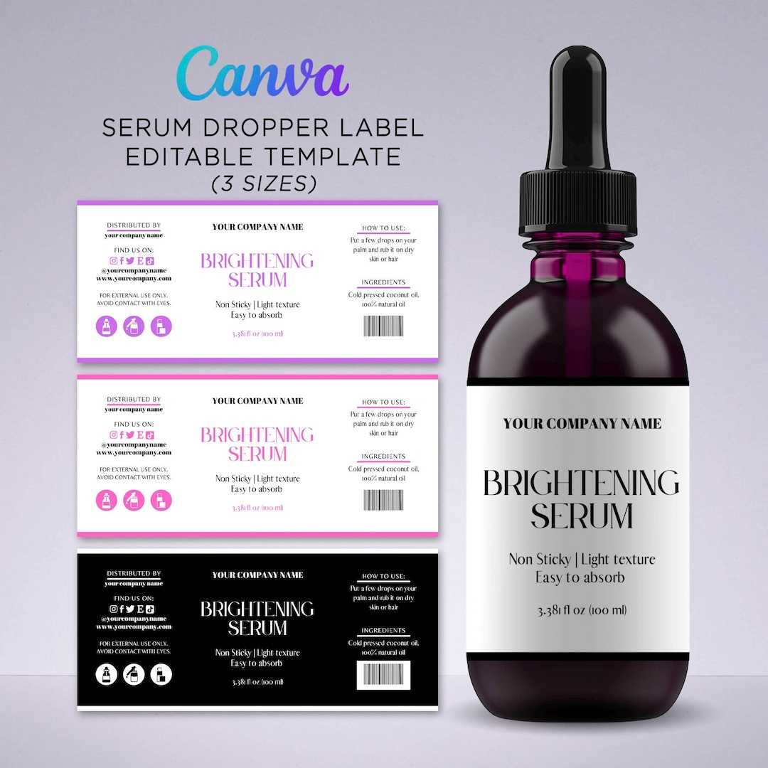Printable Serum Label, Dropper Oil Labels, Serum Oil Labels, Dropper ...