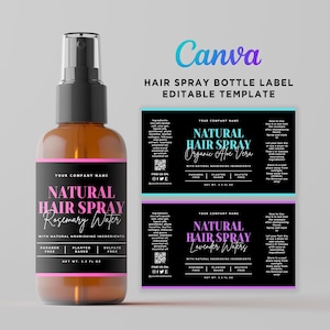 Hair Spray Label Template, Hair Spray Bottle Design, Hair Curl Spray ...