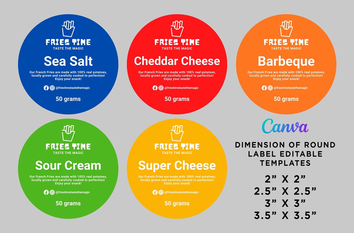 Editable French Fries Logo Template: Canva Label Design (digital ...