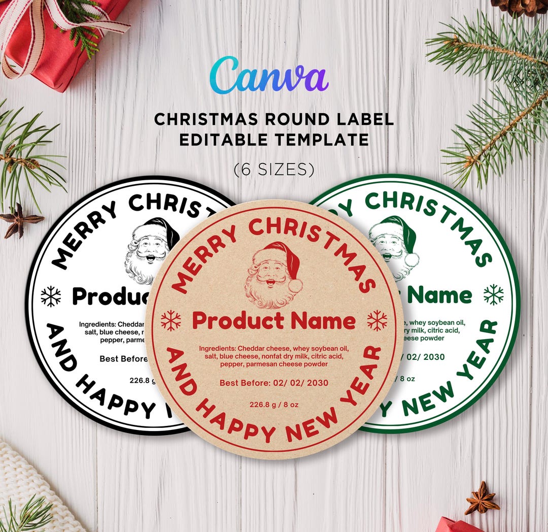 Santa Clause Round Tags, Christmas Homemade Product Labels, Christmas ...