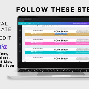 Editable Body Scrub Label for Low Profile Jars, Sugar Scrub Label ...