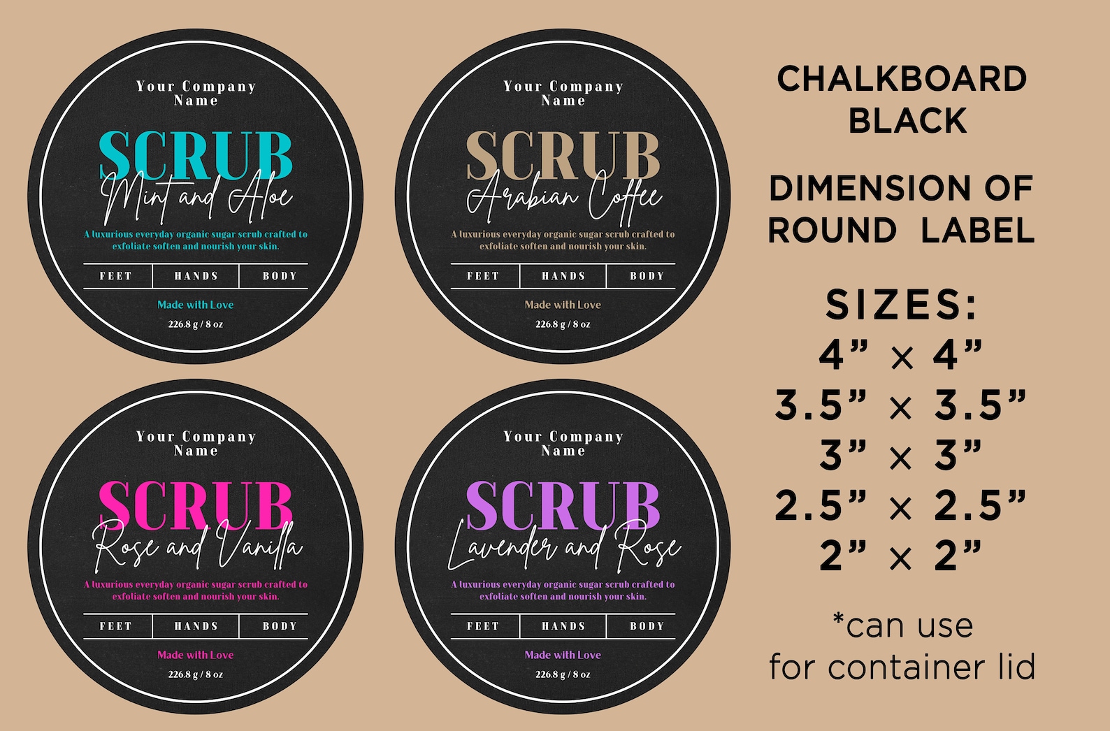 Printable Bath Body Scrub Label, Sugar Scrub Label, Bath Soak Salt ...