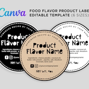 Printable Product Round Label, Popcorn Labels, Food Circle Label ...