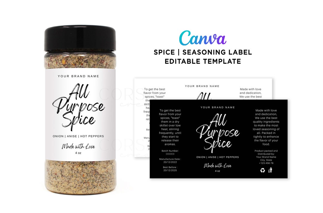 Printable Spice Wrap Label Sticker All Purpose Seasoning - Etsy