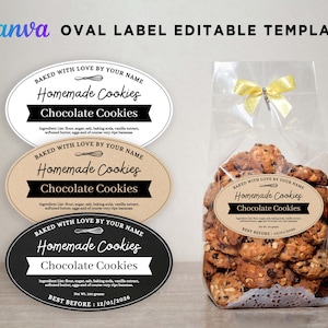 Oval Label Template, Oval Sticker for Homemade Cookies, Breads, Pastry ...
