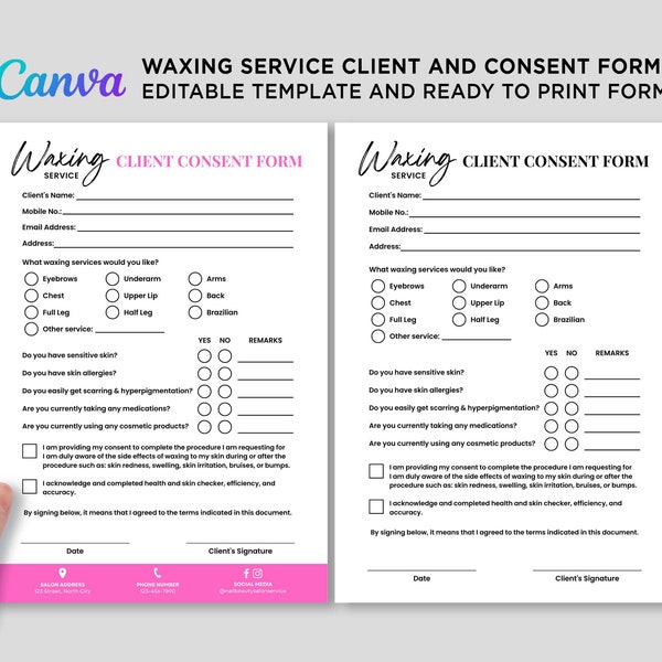 Waxing Intake Form - Etsy