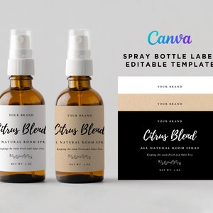 Printable Room Spray Label Template, Editable Bottle Spray Product ...