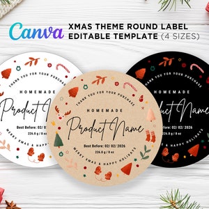 Christmas Theme Round Labels, Printable Christmas Round Tags, Christmas ...