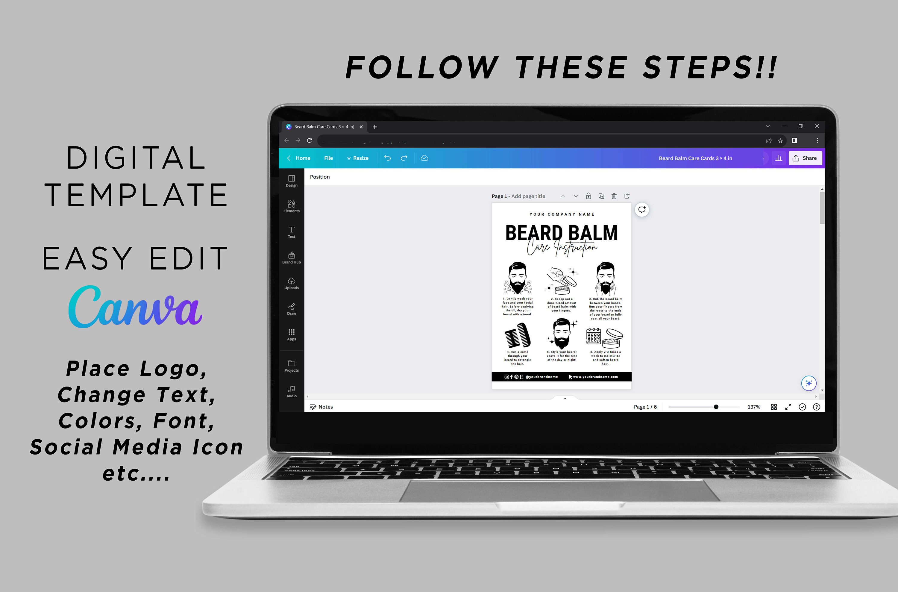 Printable Beard Balm Care Card, How to Use Beard Balm, Beard Balm ...