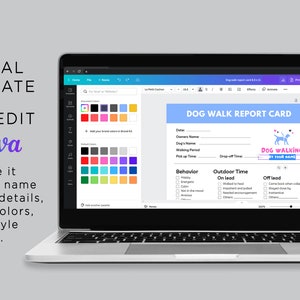 Printable Dog Walking Report Card, Dog Walk Service Report Card, Dog ...