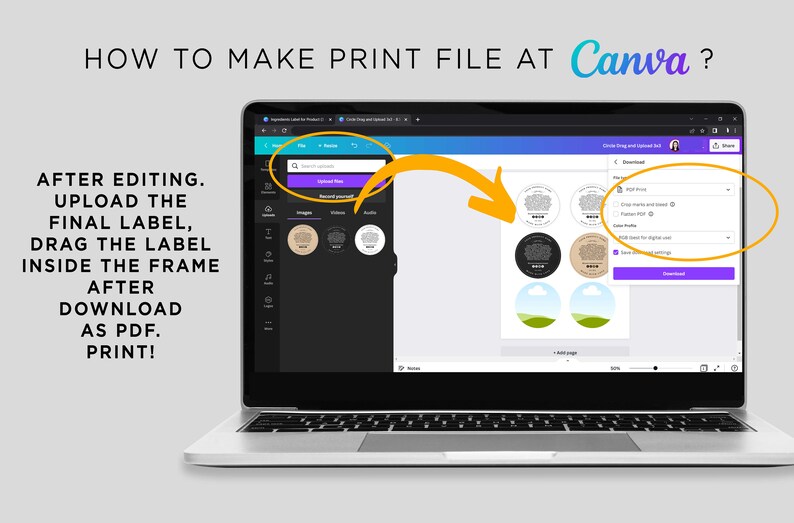 Printable Product Ingredients Label Ingredients Back Circle - Etsy