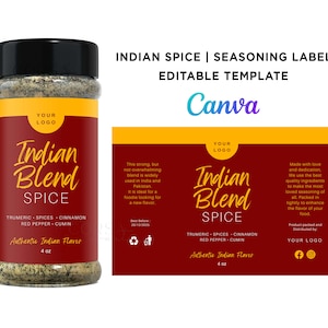 Printable Indian Blend Spice Wrap Label, Indian Seasoning Label, 4oz ...