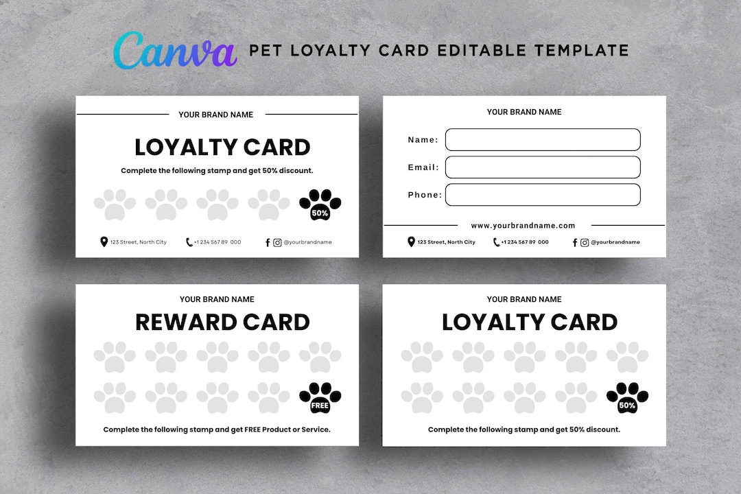 Loyalty Card for Pet Business, Loyalty Card for Dog Business, Pet Theme ...