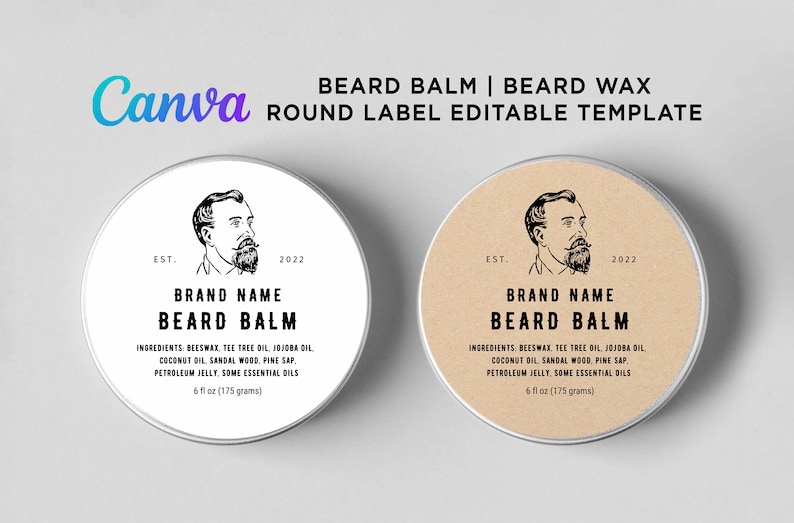 Printable Beard Balm Label Sticker Beard Balm Sticker Tin - Etsy