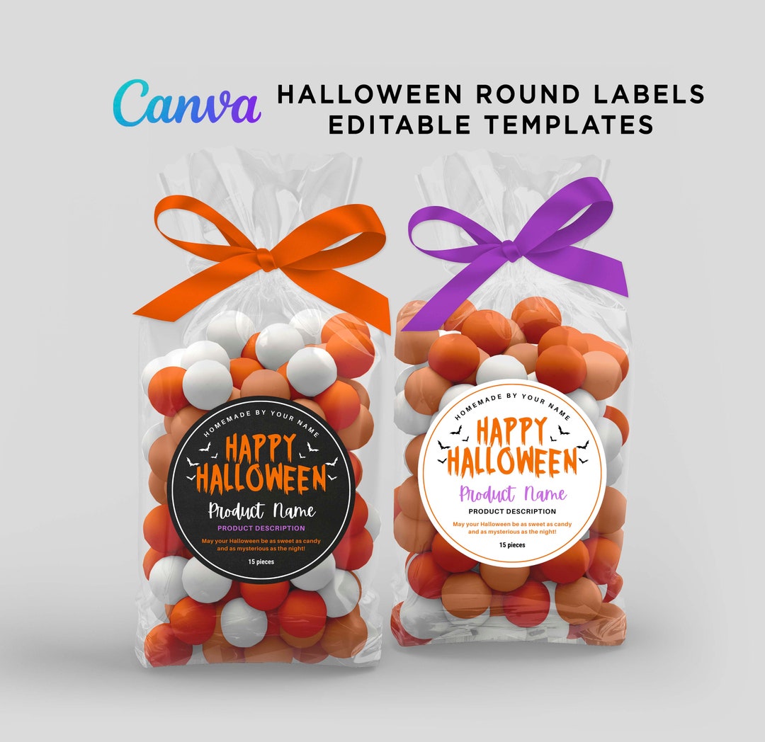 Halloween Labels, Trick or Treat Bag, Halloween Party Favor Tags, Candy ...