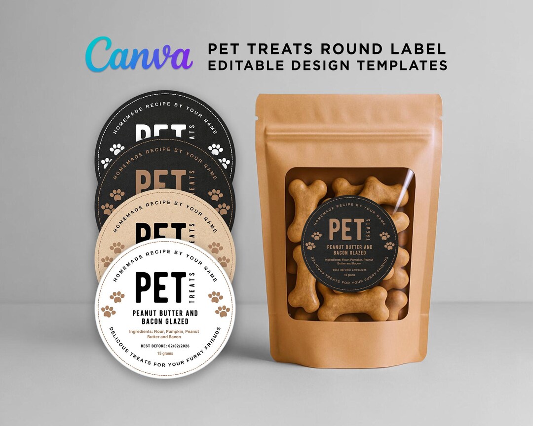 Pet Treats Label, Pet Treats Round, Dog Treats Packaging Labels, Pet ...