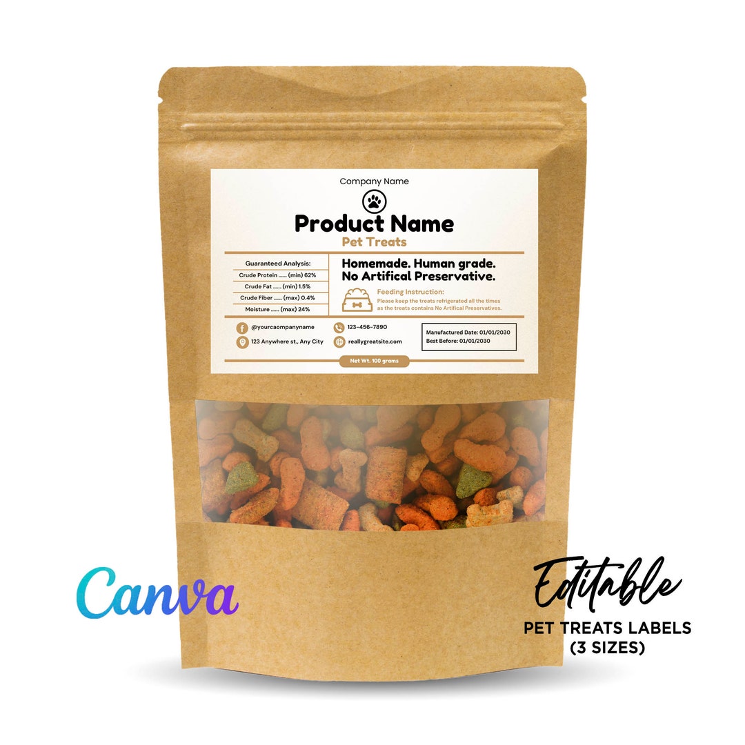 Rectangle Pet Food Labels, Dog Treats Packaging, Pet Treats Pouch ...