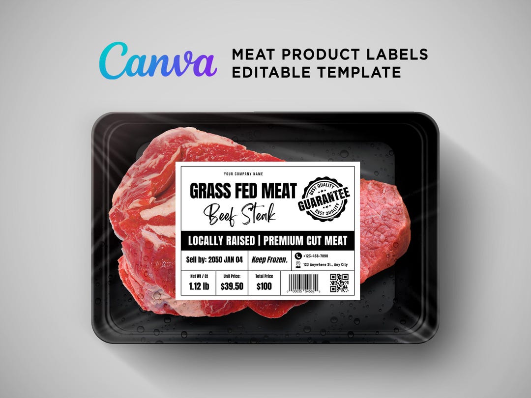 Meat Shop Label, Market Fresh Meat Packaging Design, Beef Meat Labels ...