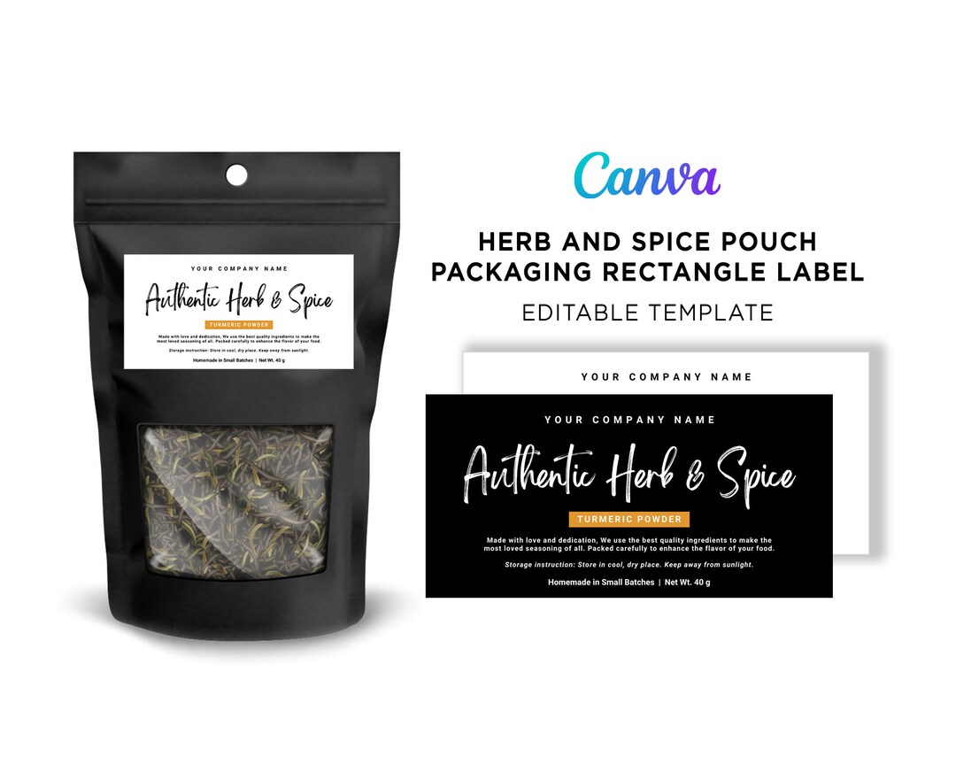 Printable Spice Labels, Seasoning Labels, Spice Pouch Packaging Label ...