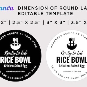 Printable Rice Bowl Label, Food Packaging Label, Take-out Label, Take ...