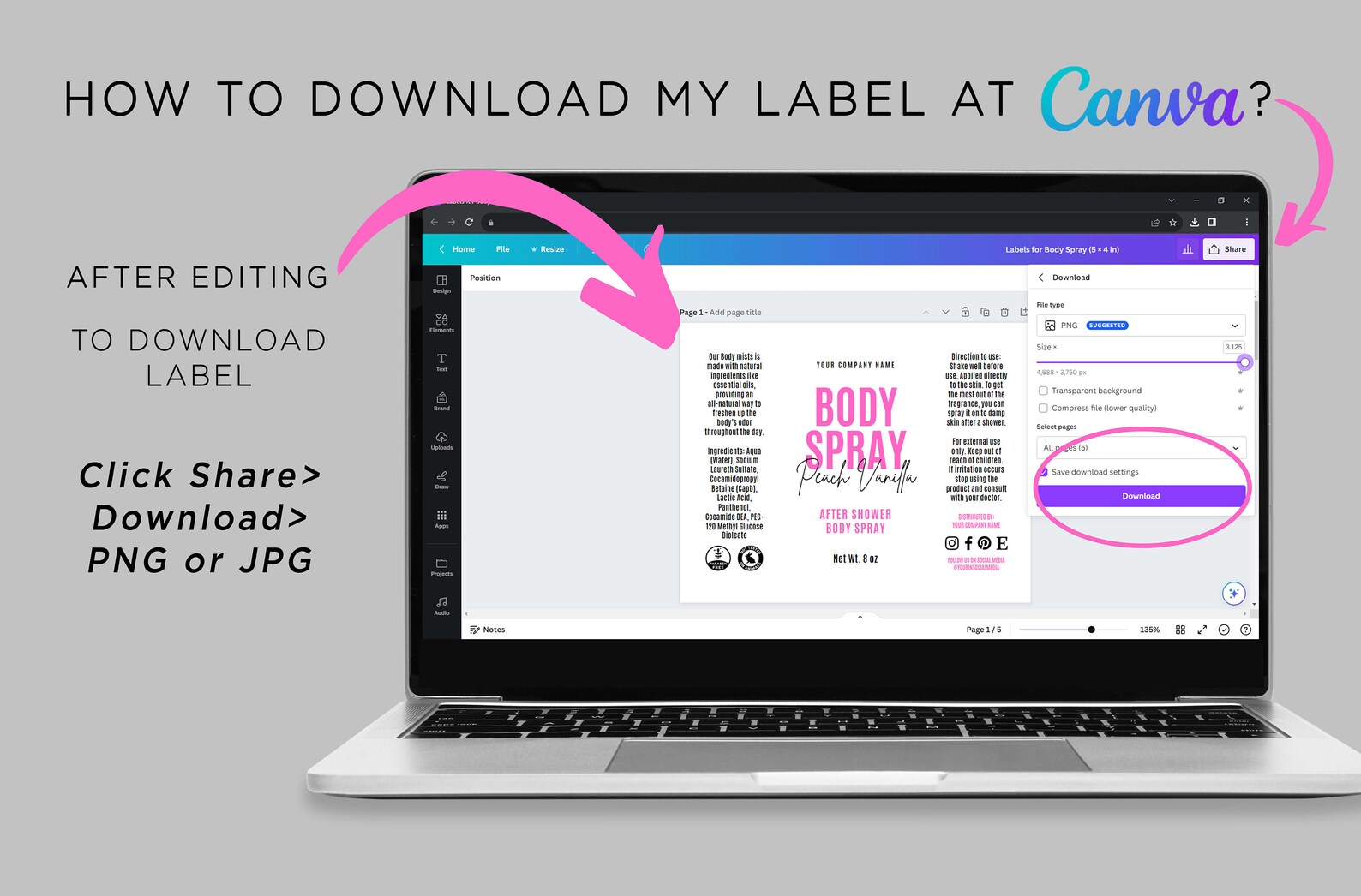 Body Spray Template, Body Spray Labels, Body Perfume Labels, After ...