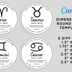 Zodiac Sign Round Labels, Zodiac Sign Candles, Horoscope Candle, Zodiac ...