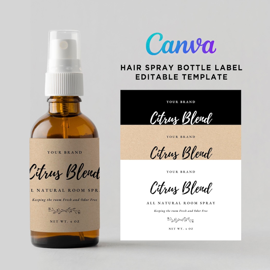 Printable Room Spray Label Template, Editable Bottle Spray Product ...