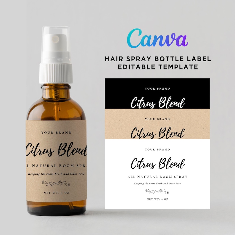 Printable Room Spray Label Template, Editable Bottle Spray Product ...