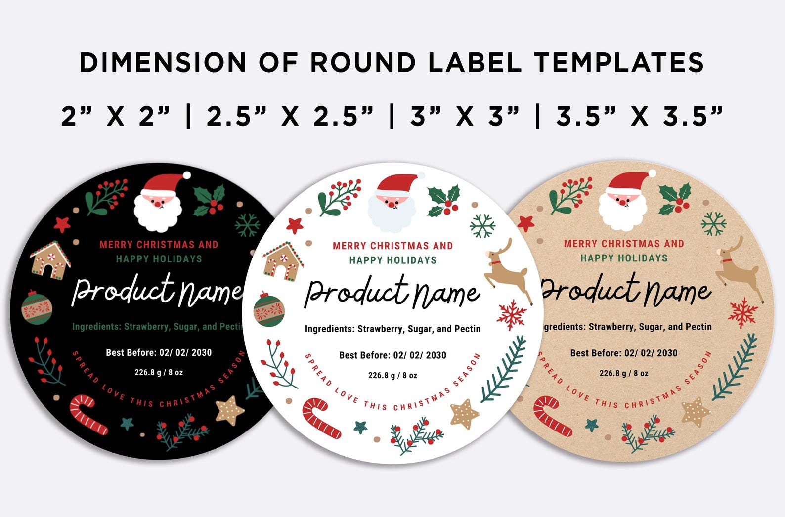 Christmas Round Labels, Christmas Round Tags, Holiday Canning Tags ...