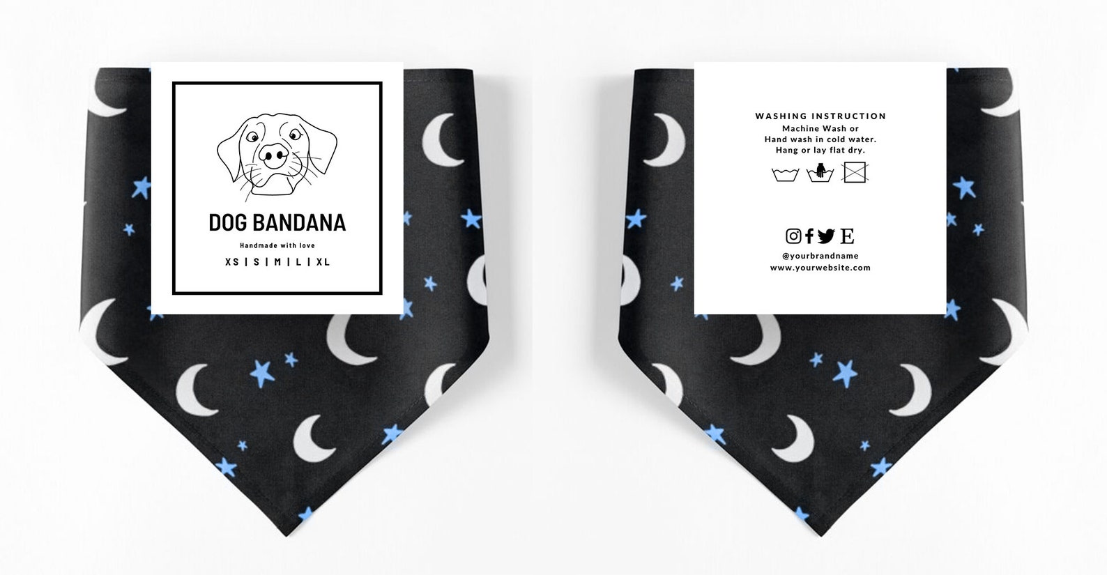 Printable Dog Bandana Label Template Hang Tag Fold Over Tag - Etsy