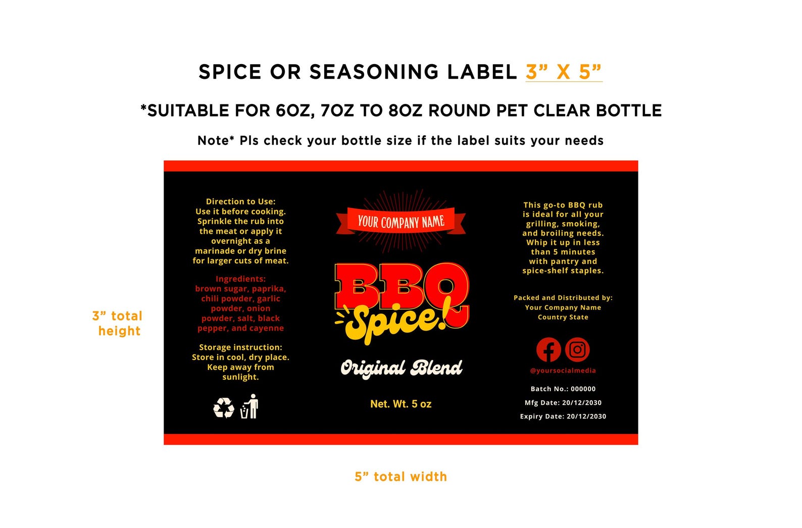 BBQ Spice, BBQ Spice Label, Barbeque Rub, BBQ Spice Jar, Barbeque Spice ...