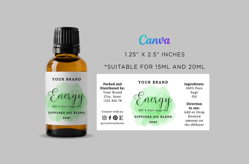 Printable Diffuser Oil Label 10ml Dropper Oil Label Diffuser - Etsy