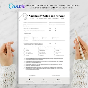 Nail Beauty Salon Forms, Nail Technician Forms, Nail Salon Client ...
