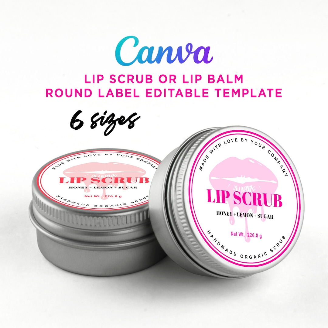 Lip Scrub Round Label, Lip Scrub Design, Cosmetic Lip Products, Lip ...