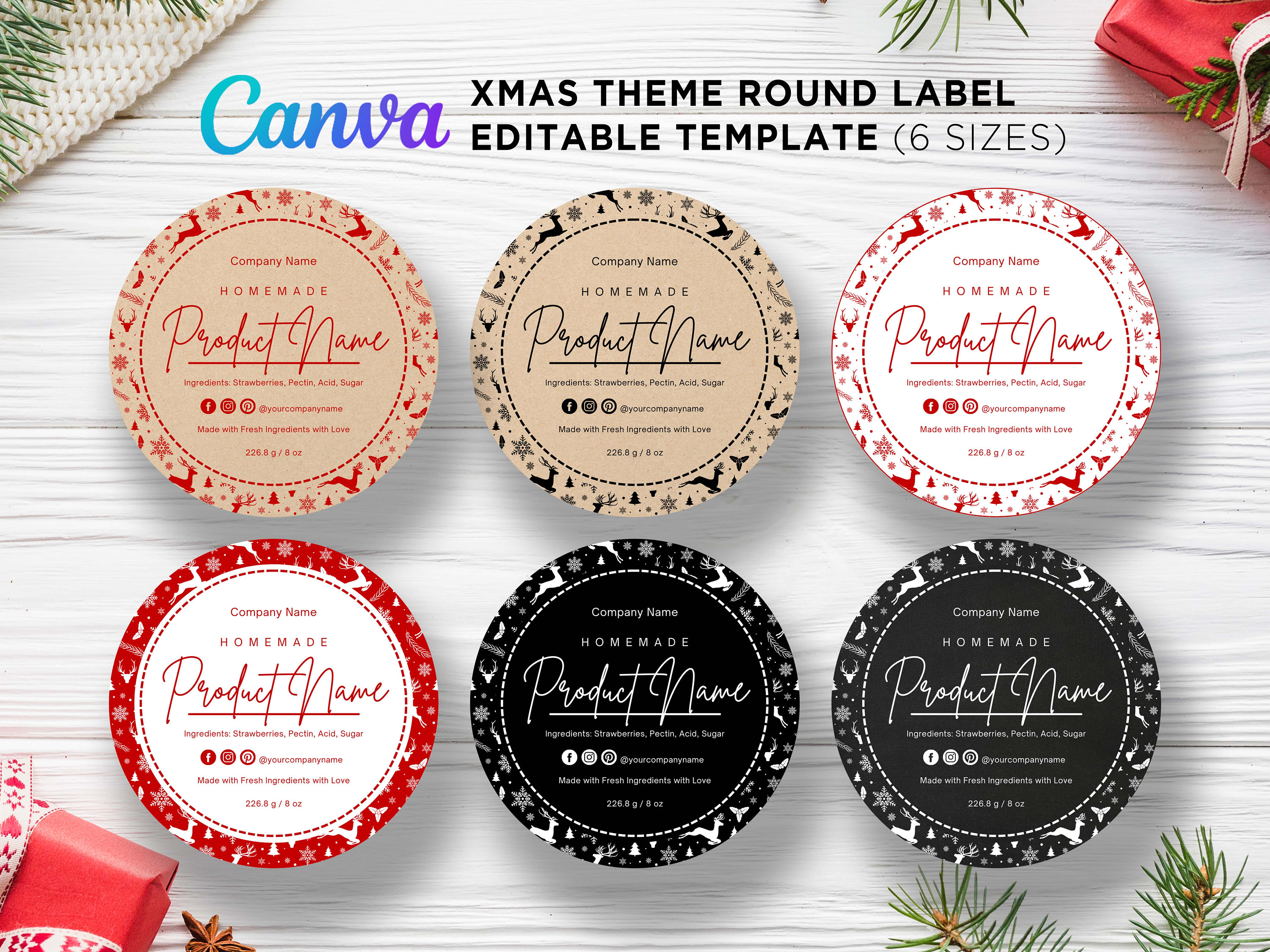 Christmas Edition Round Labels Printable Christmas Round - Etsy