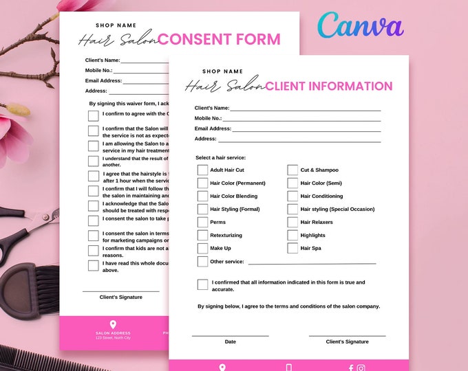 Printable Nail Consent Form, Nail Business Forms, Nail Salon Client ...