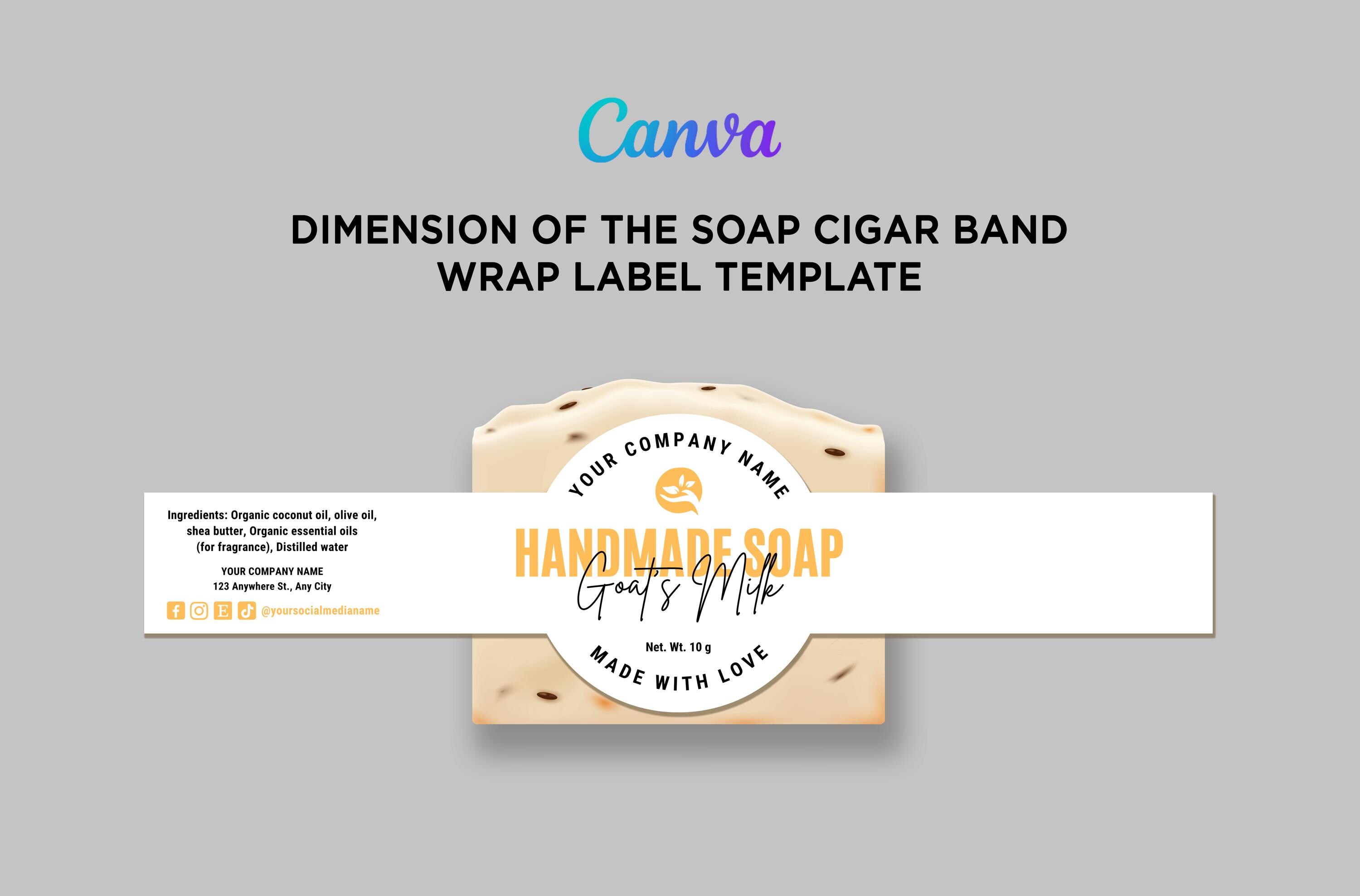 Editable Soap Label Template Canva, Soap Cigar Band Wrap Label,, Goat's ...