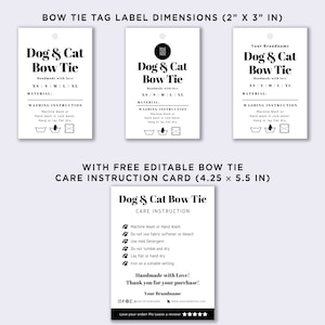 Printable Bow Card Label for Pet Bow Tie Business, DIY Pet Bow Tie Card ...