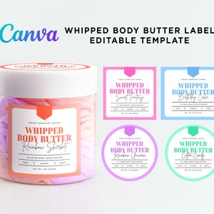 Whipped Body Butter Label Design, Rainbow Body Butter Labels, Unicorn ...