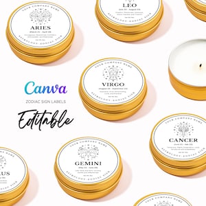 Printable Zodiac Sign Labels, Zodiac Candle Labels, Horoscope Zodiac ...