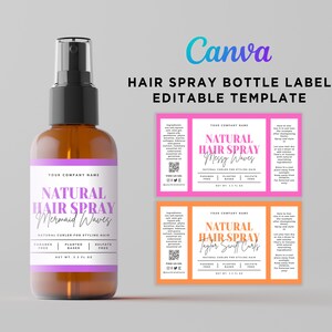 Template for Hair Spray Labels Hair Spray Bottle Design Hair - Etsy